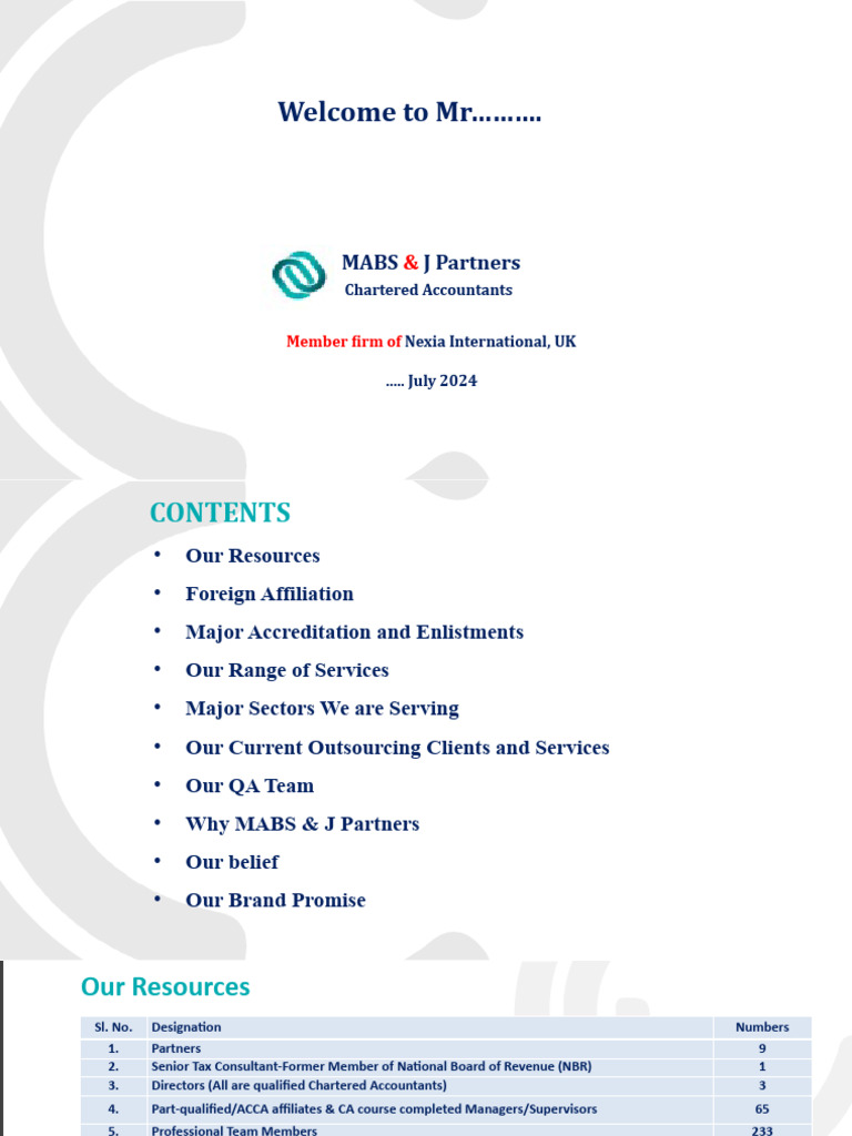 MABS & J Partners: Outsourcing Services Overview | PDF | Audit | Payroll