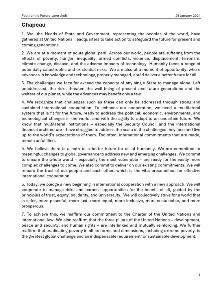 United Nations - UN PACT For The FUTURE - 2024 | PDF | Sustainability ...