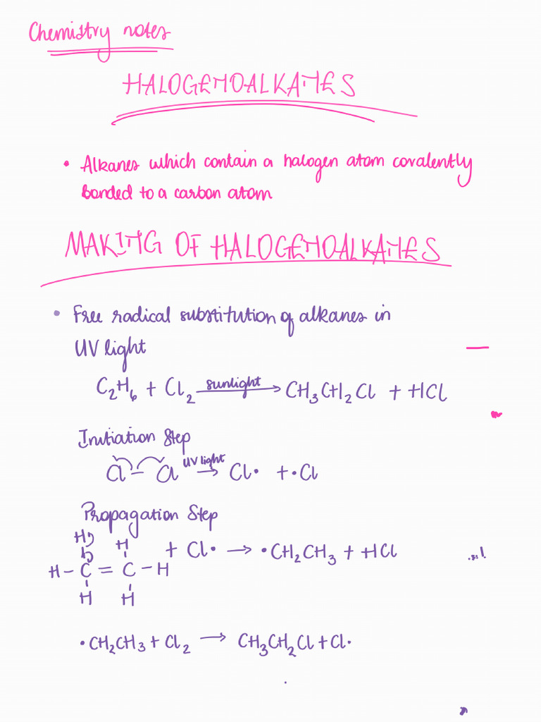 Chemistry Notes Halogenoalkanes - 240317 - 201922 | PDF