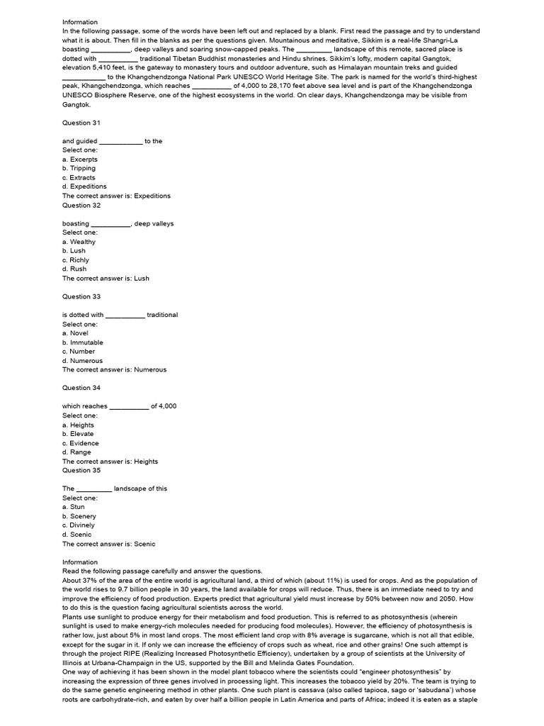 10-July-2024 COCUBES Test - VA Answers | PDF | Photosynthesis | Plants