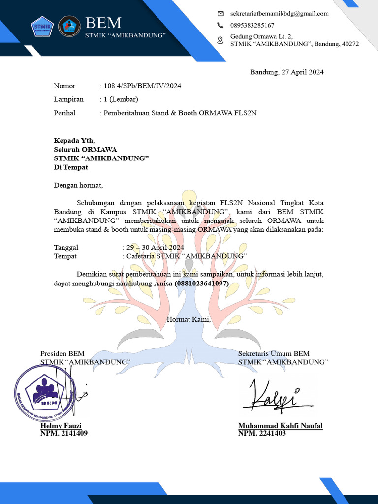 108 Surat Pemberitahuan ORMAWA | PDF