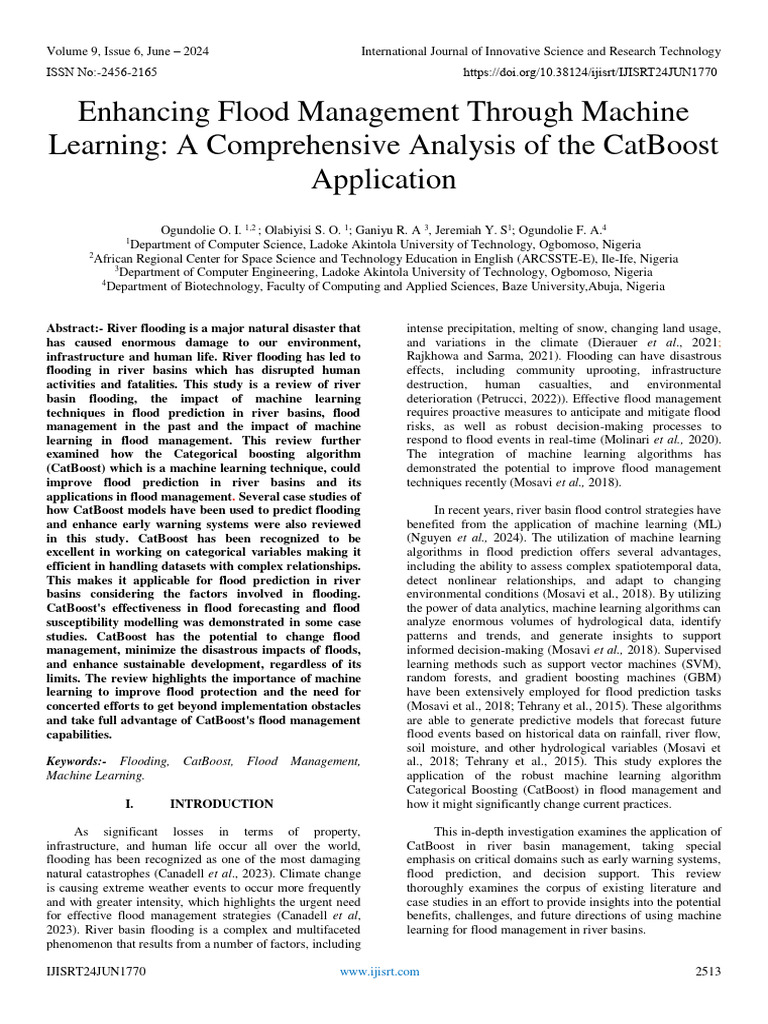 Enhancing Flood Management Through Machine Learning: A Comprehensive Analysis of The CatBoost ...
