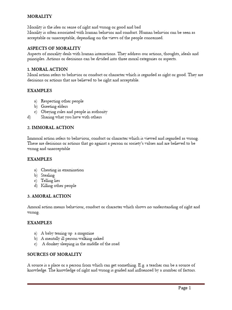 JCE Moral Notes | PDF | Self Esteem | Morality