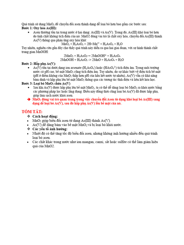Chuyển đổi Arsen (III) thành Arsen (V) | PDF
