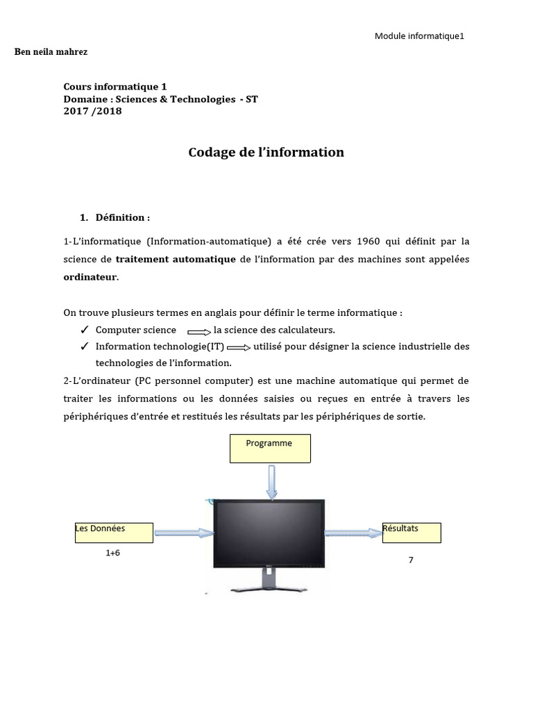 Introduction au codage informatique | PDF | Informatique | Programme ...