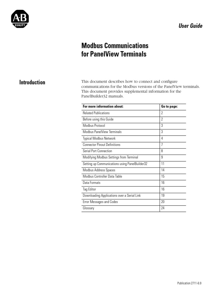 Modbus Communications For Panelview Terminals: User Guide | PDF | Data Type | Computer Terminal