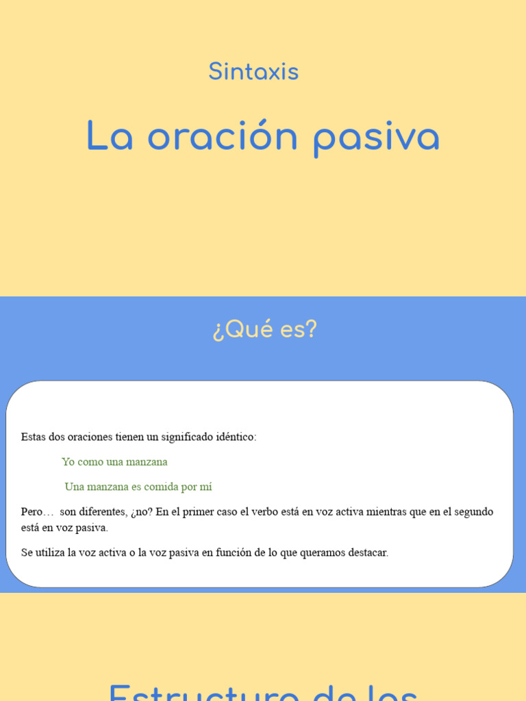 La Oración Pasiva | PDF | Adverbio | Verbo