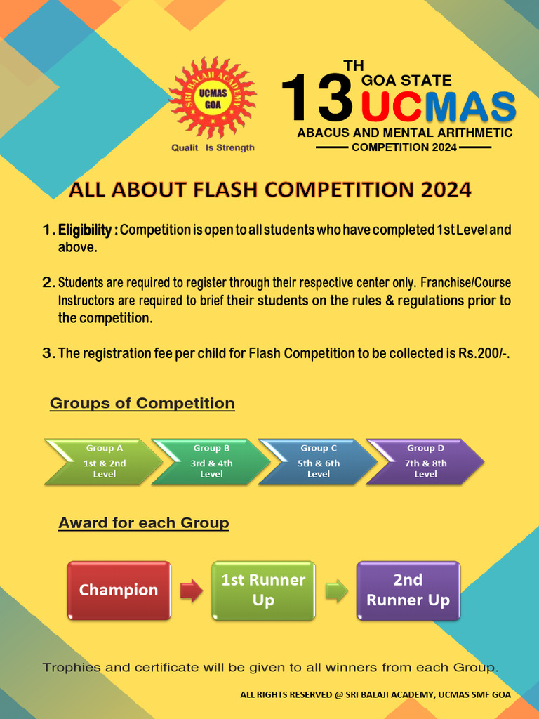 UCMAS Goa Flash Competition 2024 Details | PDF