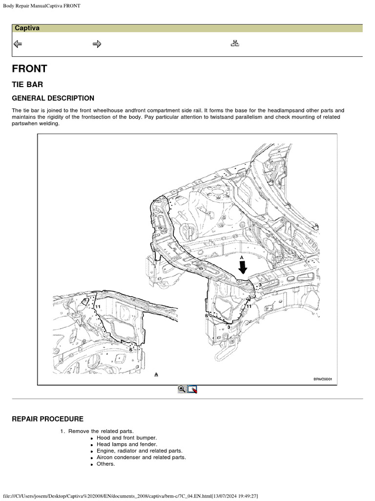 Captiva Front Tie Bar Repair Guide | PDF | Welding | Construction