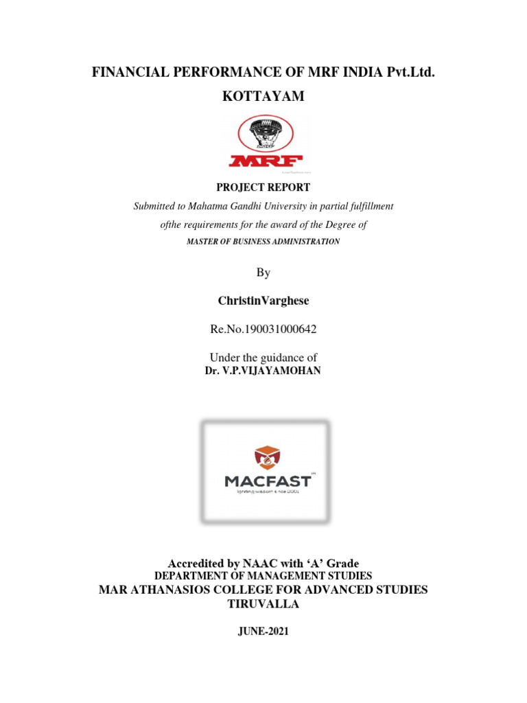 The Financial Analysis of MRF LTD by Kud | PDF | Pricing | Tire