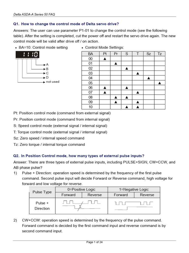 Delta Servo 50_FAQ | PDF | Electric Motor | Feedback