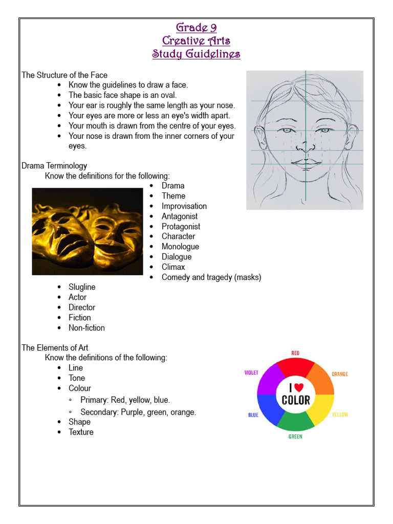 Grade 9 Creative Arts Study Guide | PDF | General Fiction