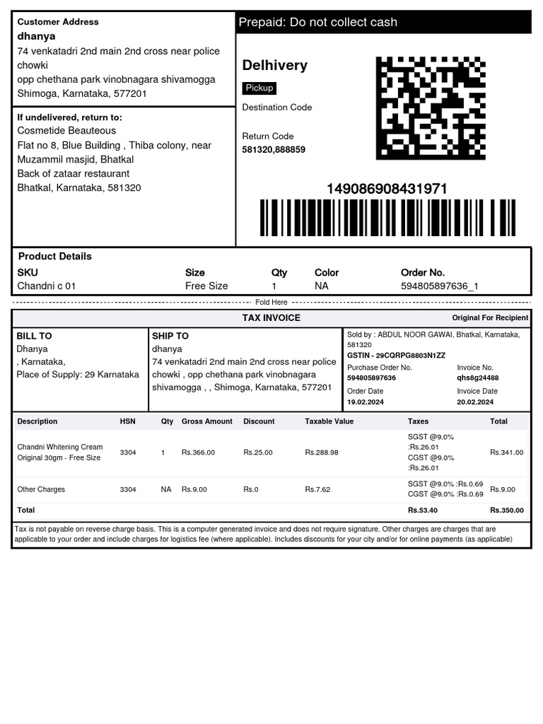 Sub Order Labels | PDF | Invoice | Taxation
