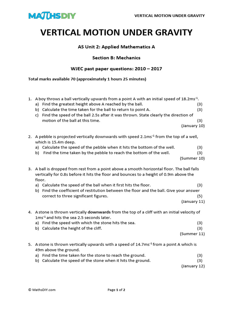 Vertical Motion Under Gravity | PDF | Parachuting | Motion (Physics)