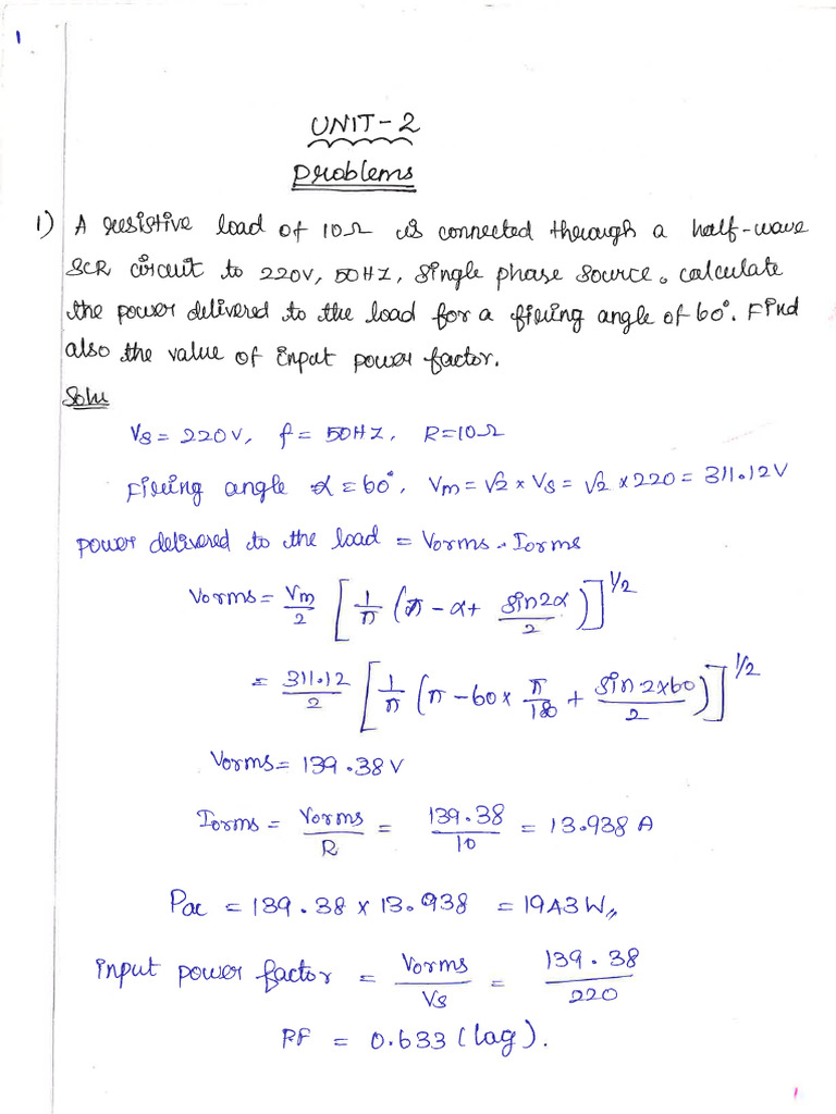 Power Electronics Unit II Problems | PDF