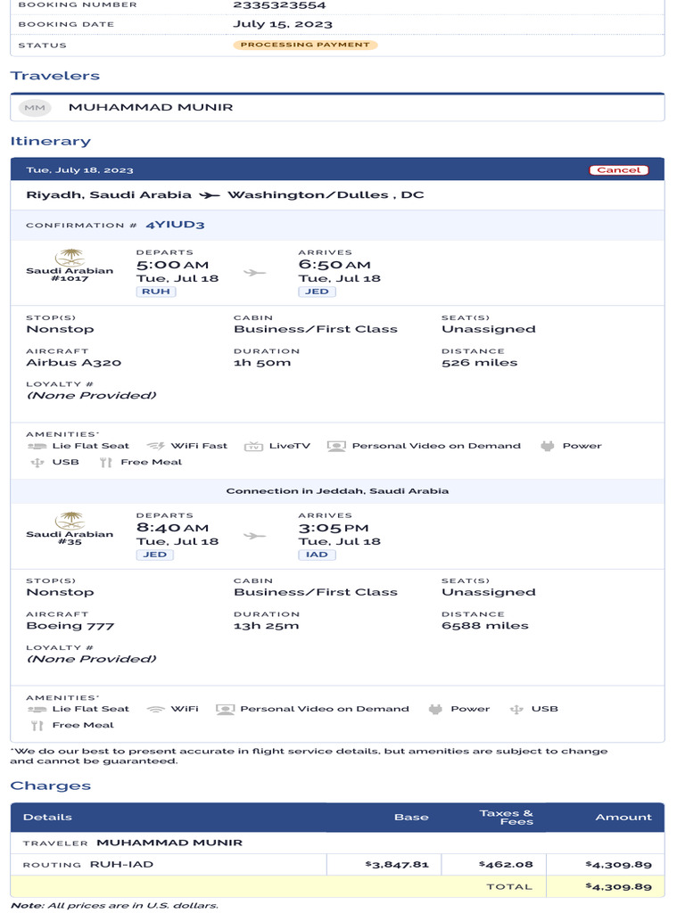 Muhammad Munir Flight Ticket-1 | PDF