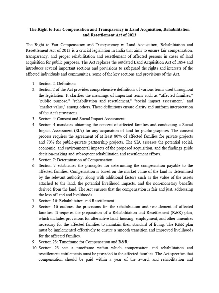 The Right To Fair Compensation and Transparency in Land Acquisition ...