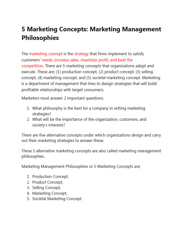 5 Marketing Concepts | PDF | Marketing | Sales