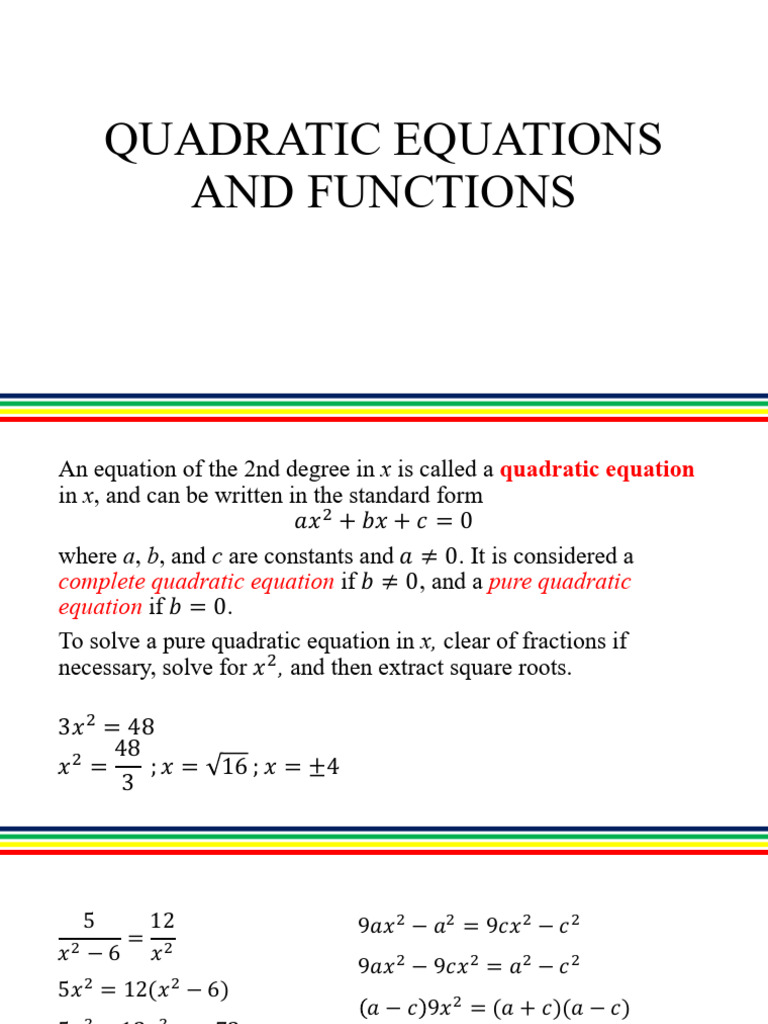Quadratic Equations | PDF | Quadratic Equation | Equations