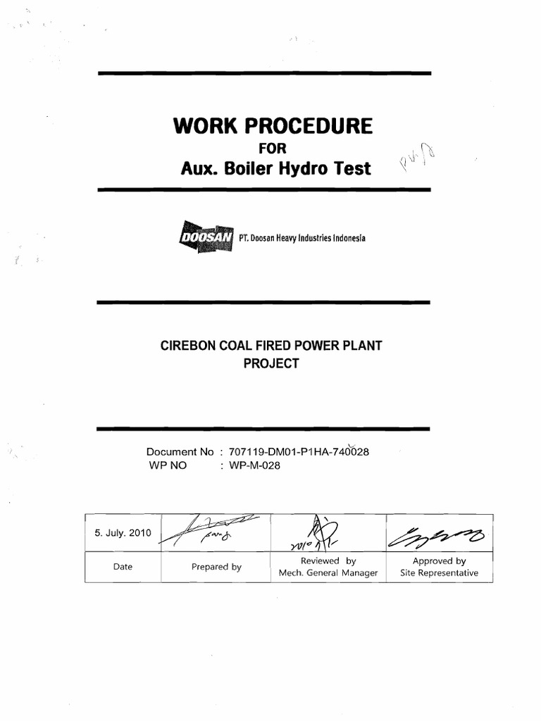 Auxiliary Boiler Hydro Test | PDF | Boiler | Pipe (Fluid Conveyance)