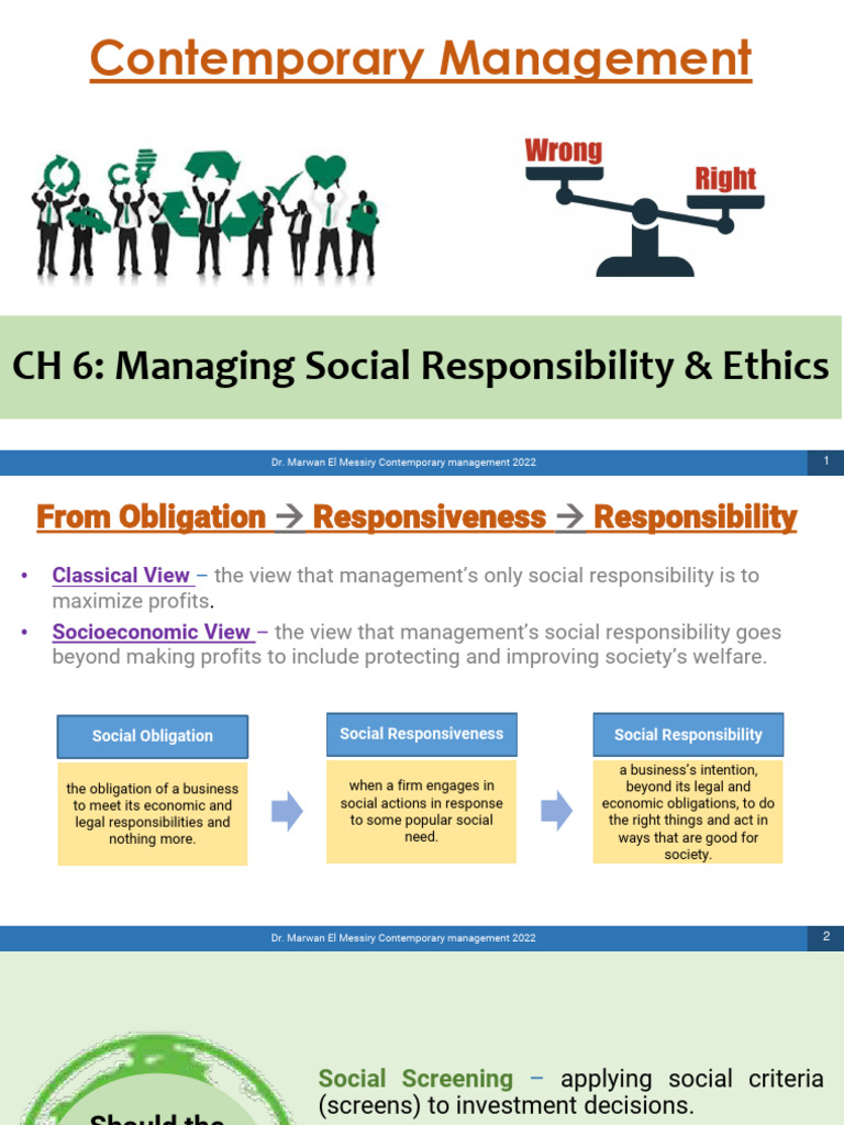 CH 6 - Managing Social Responsibility and Ethics | PDF | Corporate ...
