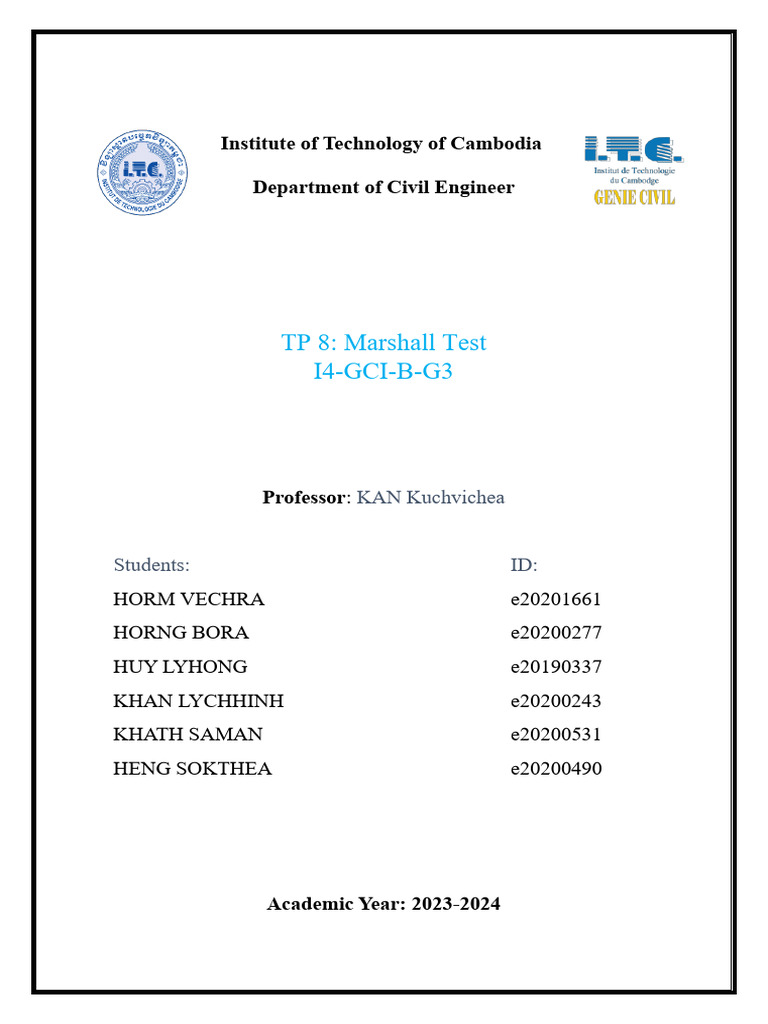 TP 8 | PDF | Road Surface | Materials
