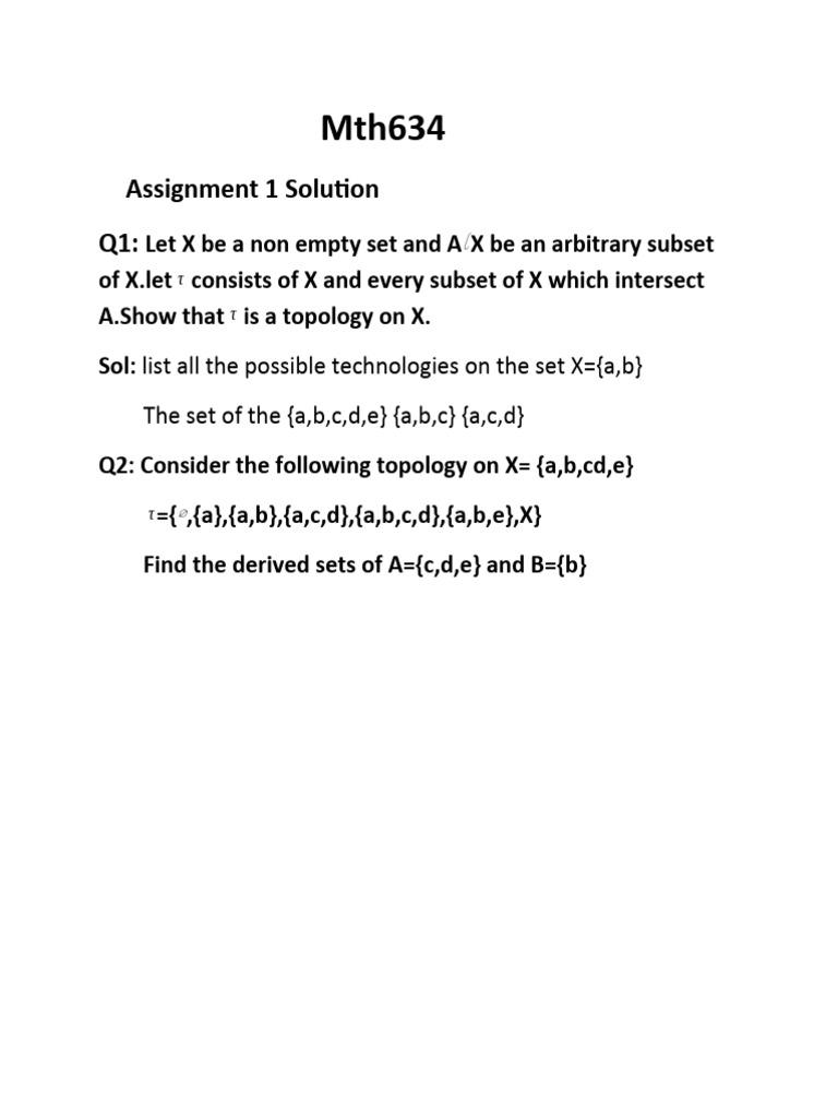 Mth634 Assignment 1 Soltution | PDF