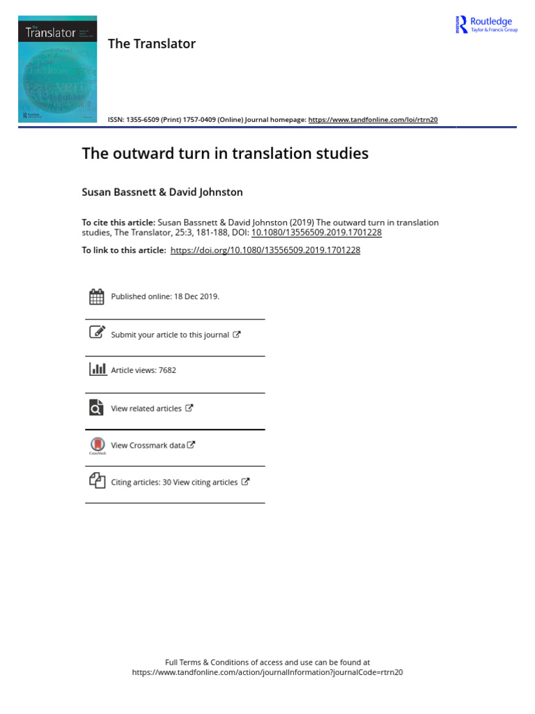 The Outward Turn in Translation Studies | PDF | Translations | Linguistics