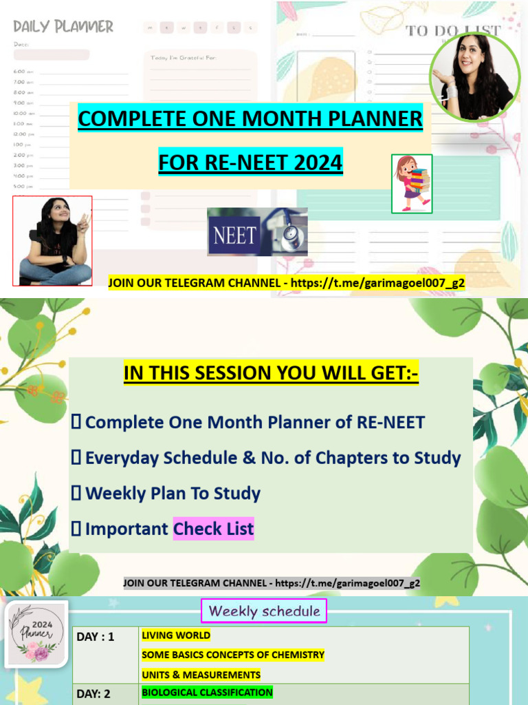 1 Month Planner RE-NEET | PDF | Chemistry | Physical Chemistry