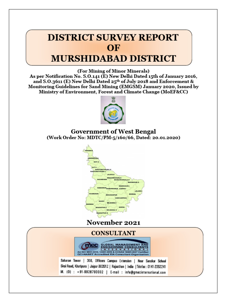Final DSR of Murshidabad by DMM | PDF | River | Sand