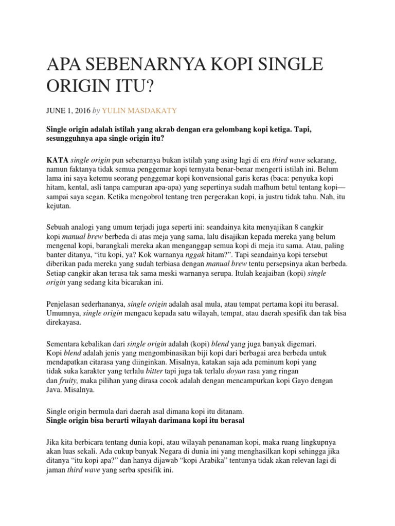 Apa Itu Kopi Single Origin? | PDF | Griya & Taman