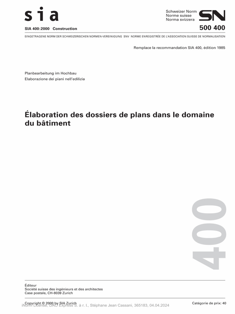 Norme SIA 400 | PDF