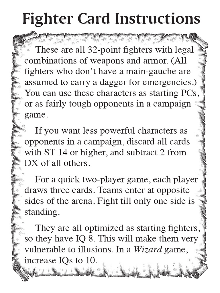 The Fantasy Trip SJG Cards Instructions | PDF