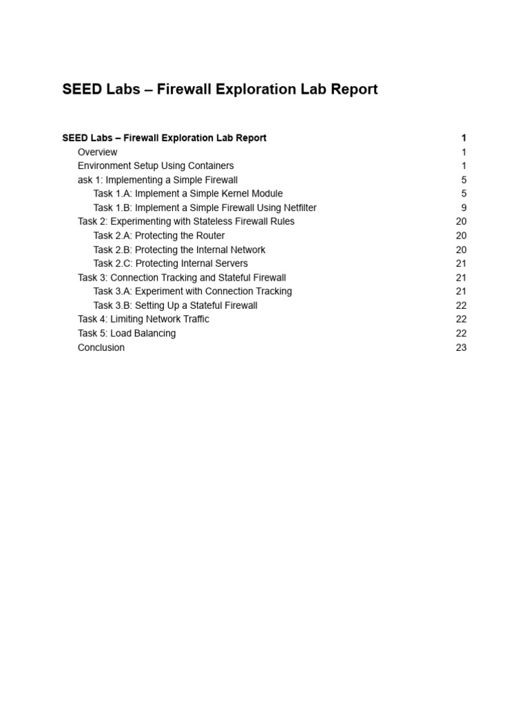 SEED Labs - Firewall Exploration Lab Report | PDF | Telecommunications ...
