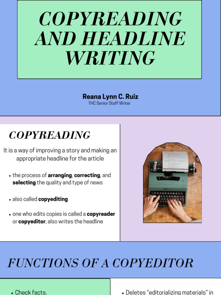 Copyreading and Headline Writing | PDF | Copy Editing | Grammar