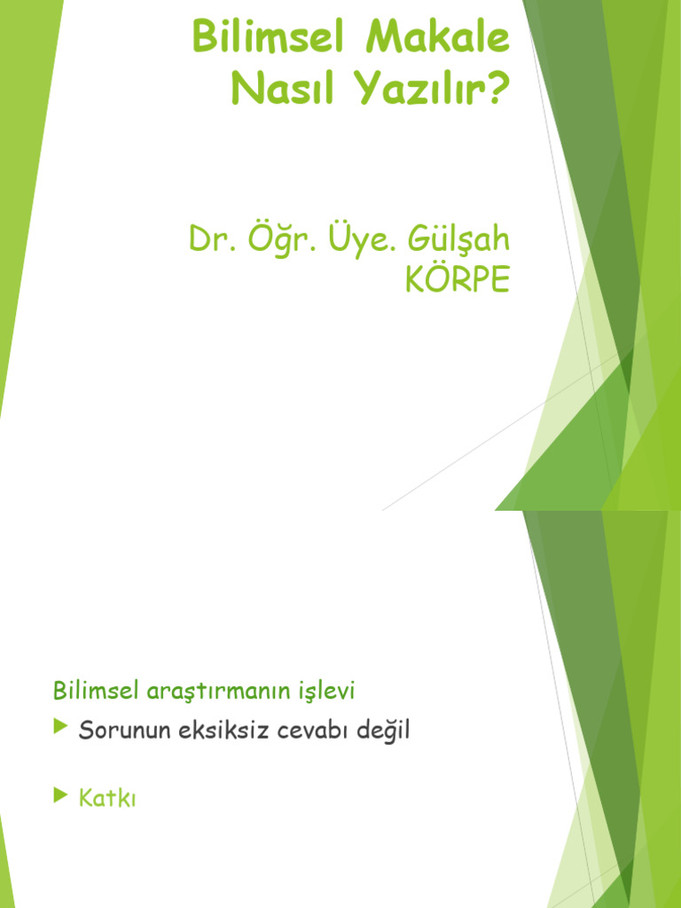 Bilimsel Makale Nasil Yazilir | PDF Bilimsel Makale Nasil Yazilir | PDF