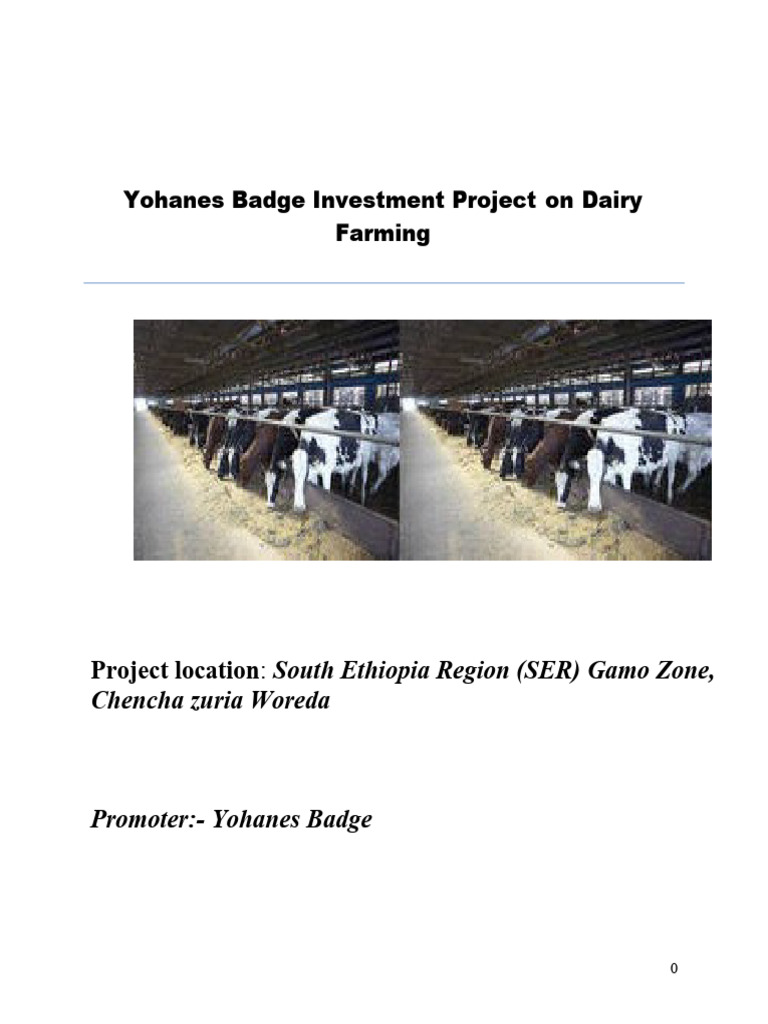 Dairy Farming Project Proposal in Ethiopia | PDF | Agriculture | Dairy