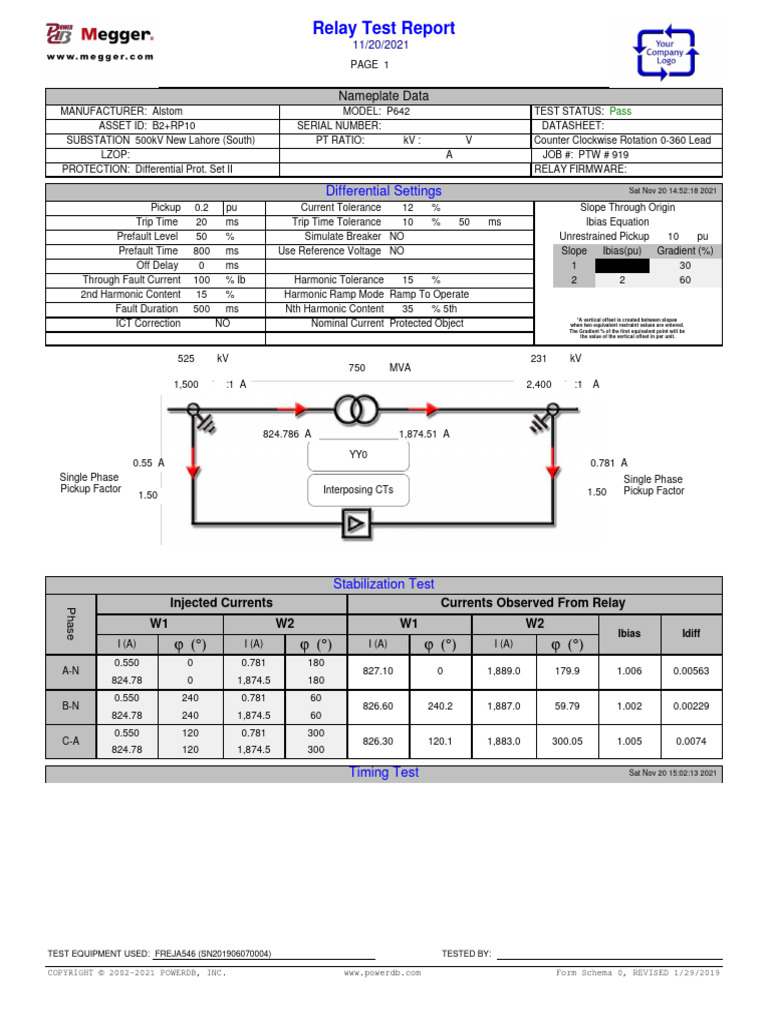 Micom P642 Test Results | PDF | Power Engineering | Electromagnetism