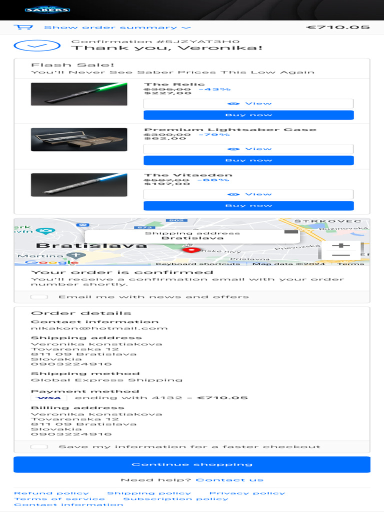 Thank You for Your Purchase! - SWA Sabers - Checkout | PDF