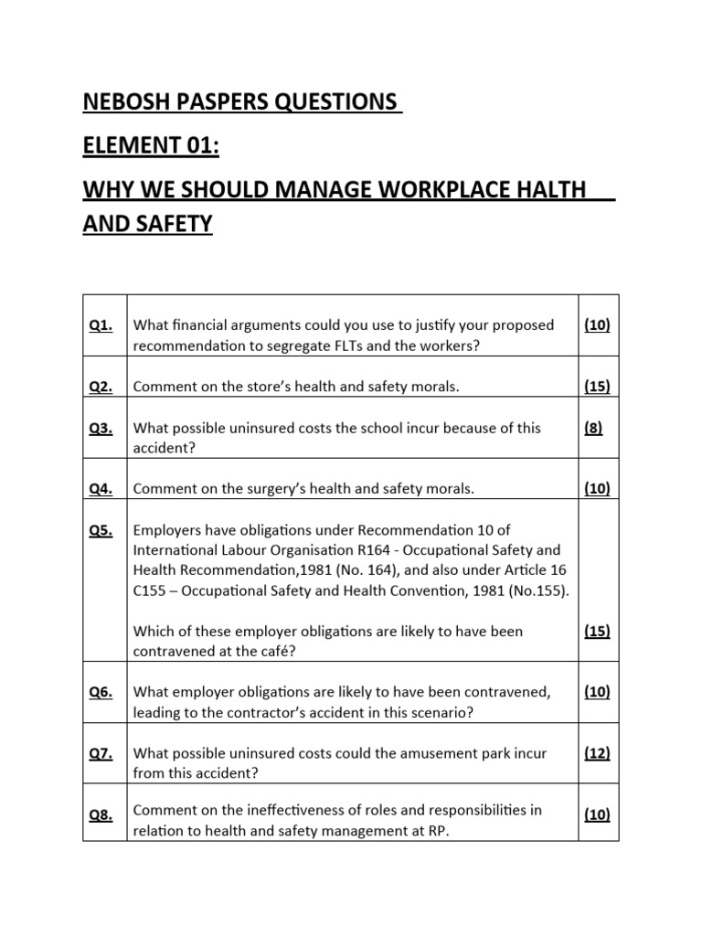 Element 1 Pdf Occupational Safety And Health Workplace