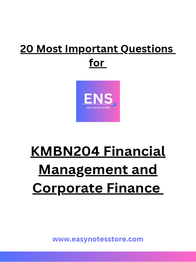 Finance KMBN 204 | PDF | Dividend | Stocks