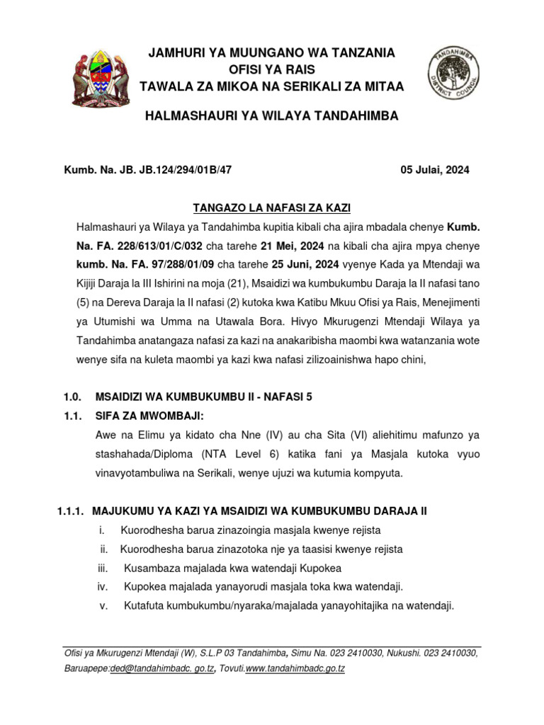 22 Tangazo Tandahimba Final-compressed | PDF