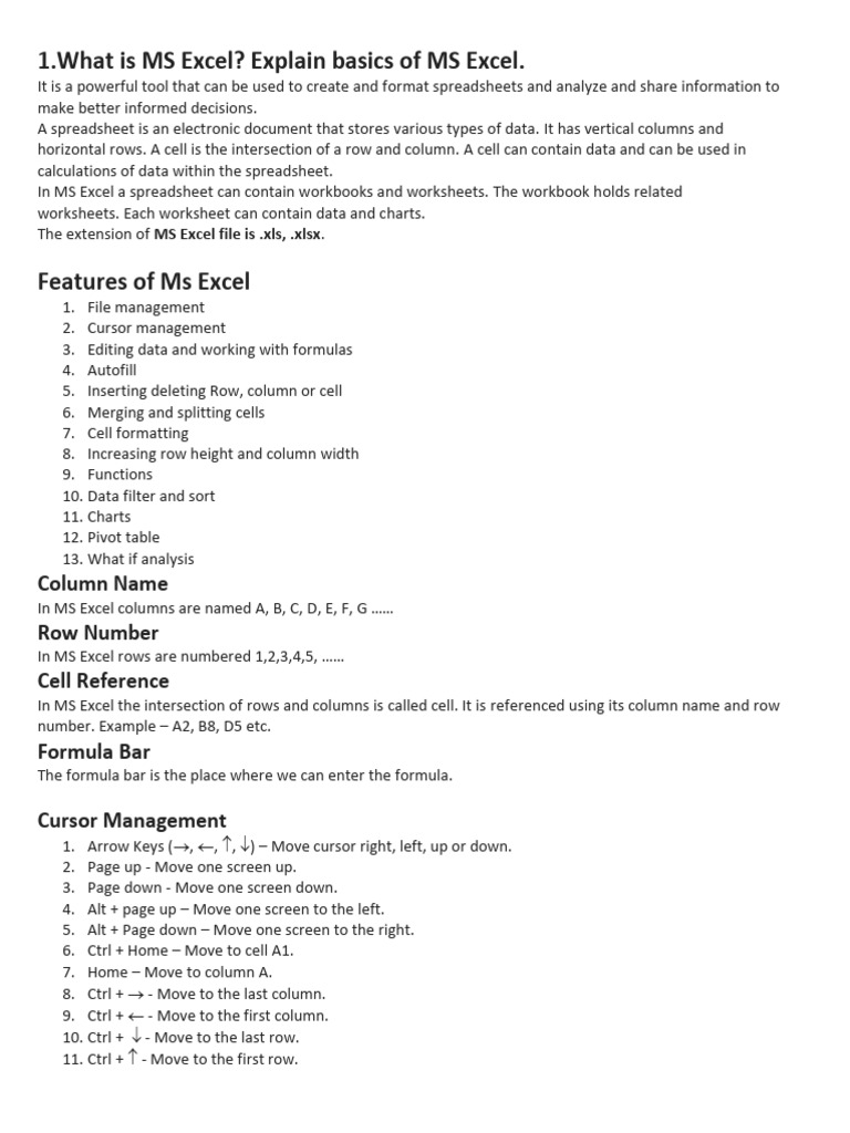 MS Excel | PDF | Microsoft Excel | Spreadsheet MS Excel | PDF | Microsoft Excel | Spreadsheet