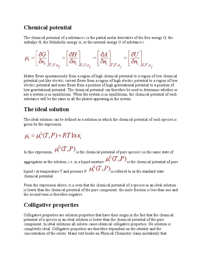Chemical Potential Guide - Under 40 Characters | PDF | Solution ...