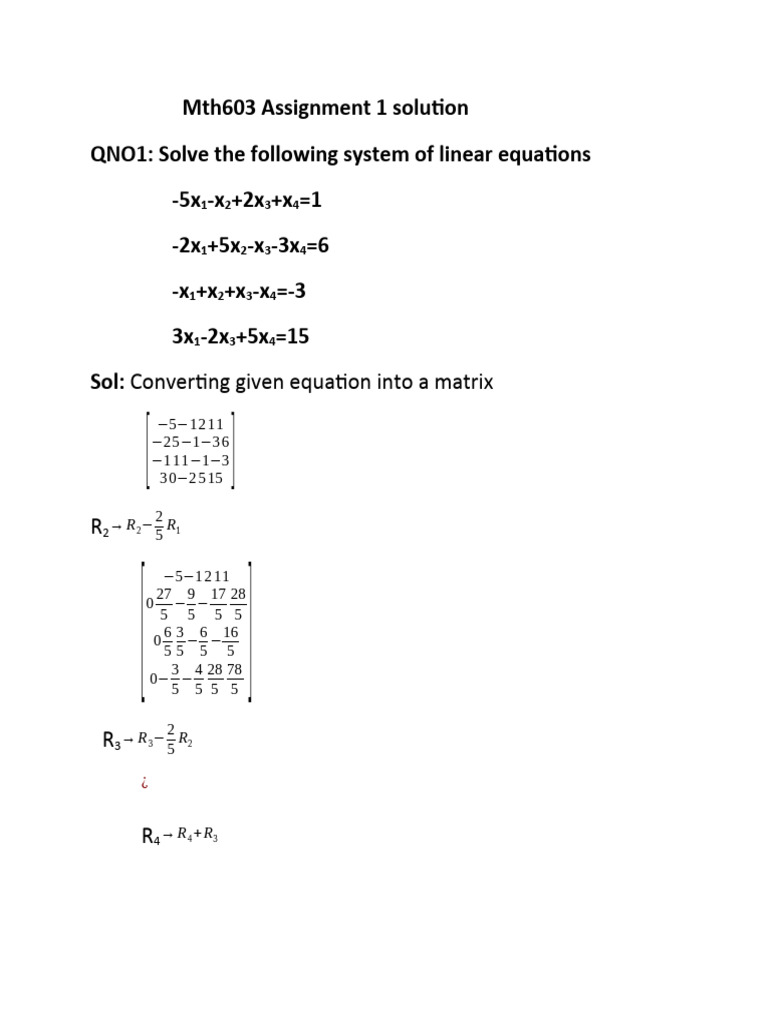 Mth603 Assignment 1 Solution | PDF | Mathematical Analysis | Linear Algebra