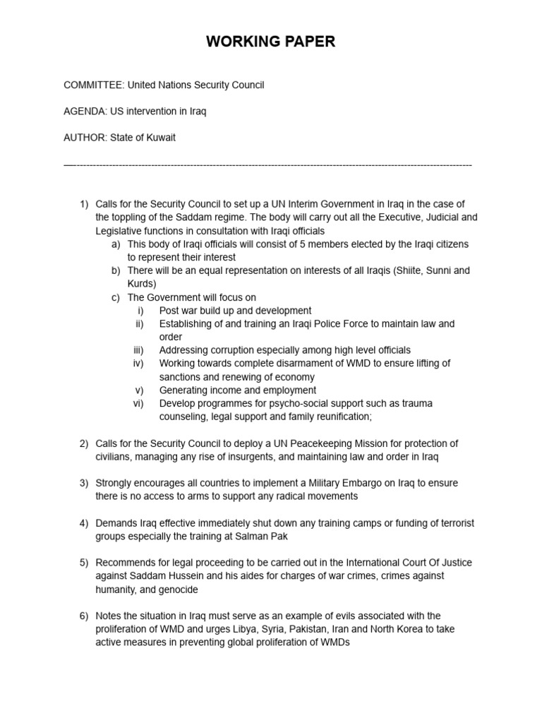 UN Proposal for Iraq Post-Invasion Governance | PDF | Iraq | United ...