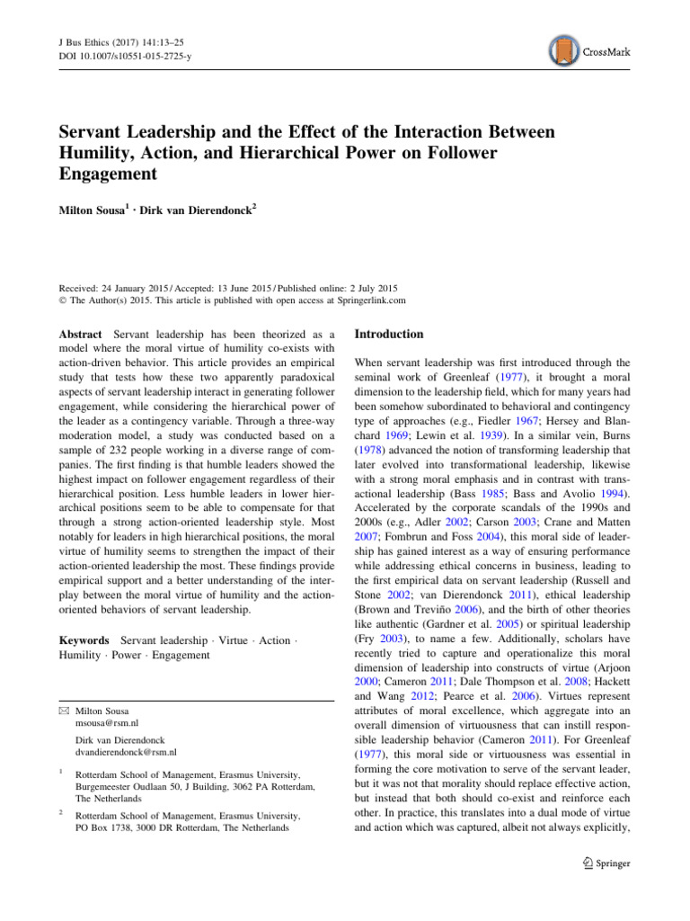 Servant Leadership and Engagement | PDF | Leadership | Servant Leadership