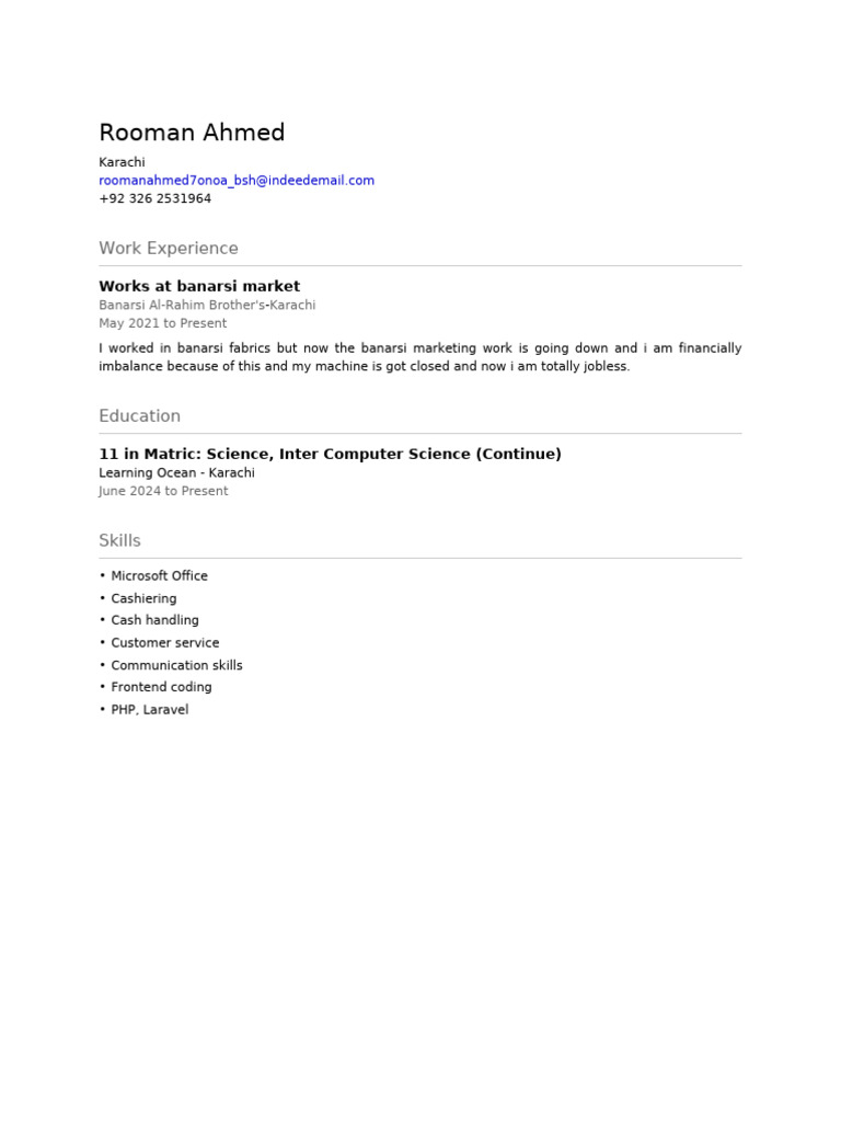 Rooman Ahmed | PDF | Career & Growth | Business