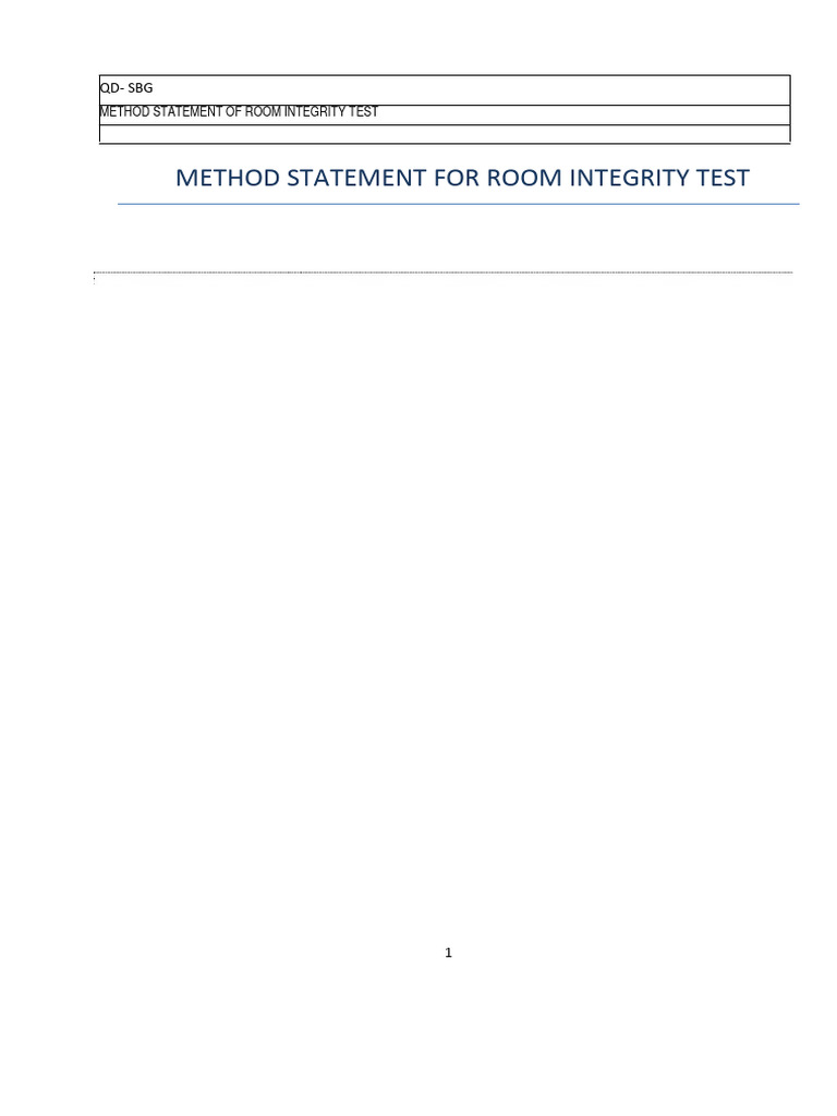 Room Integrity Test Method | PDF | Door | Pressure