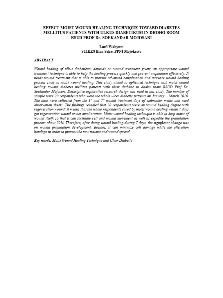 ID Effect Moist Wound Healing Technique Tow | PDF | Clinical Medicine ...